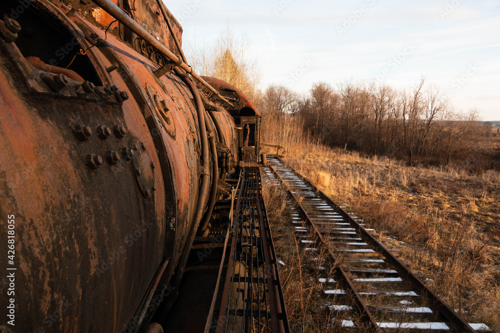 main carriage of an old steam locomotive Stock Photo | Adobe Stock