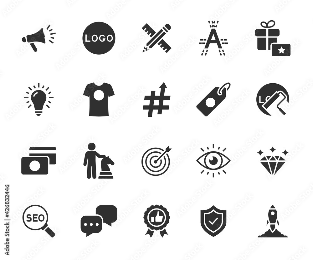 Vector set of brand flat icons. Contains icons corporate identity, logo ...