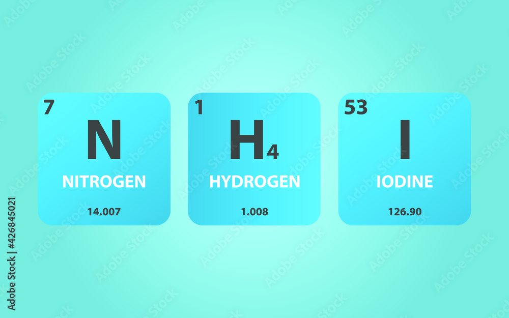 Vector de Stock Ammonium Iodide NH4I molecule. Simple molecular formula ...