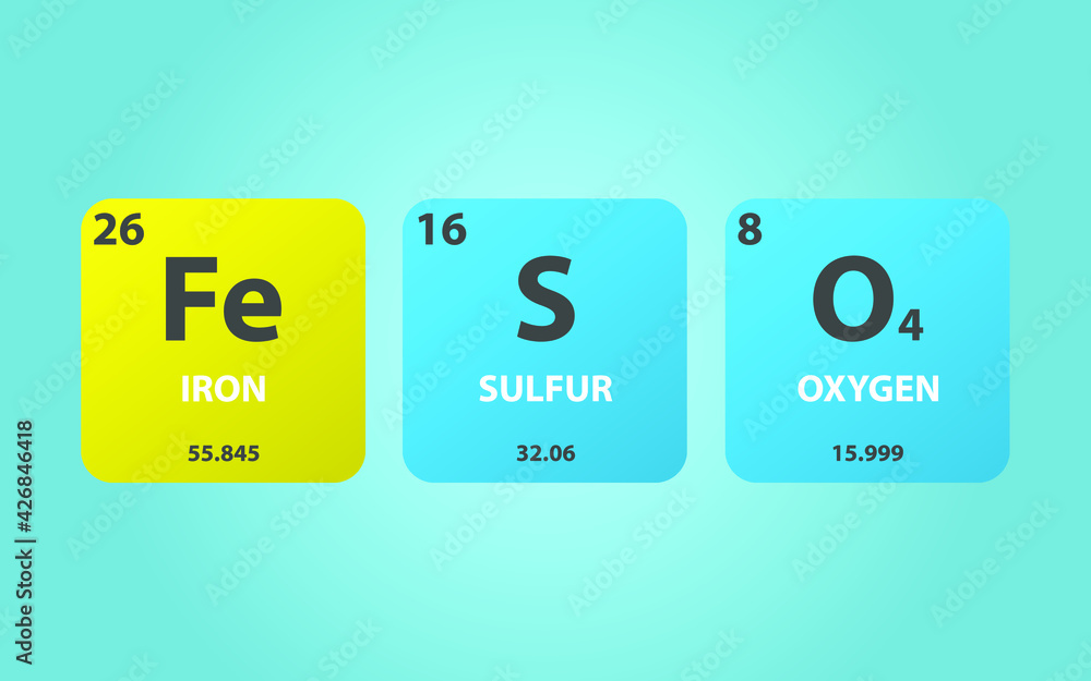 Stock-Vektorgrafik „Iron Phosphate FeSO4 molecule. Simple molecular ...