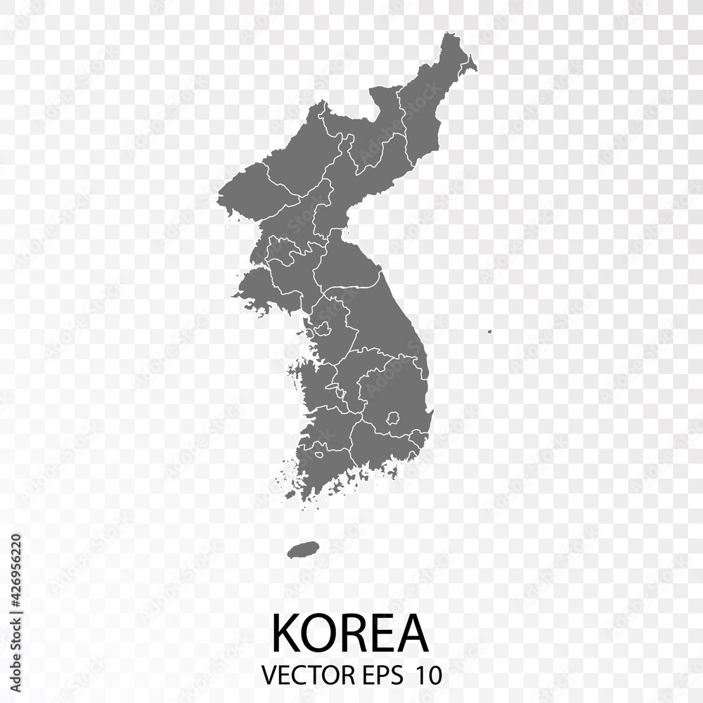 Transparent - High Detailed Grey Map of Korea. vector eps10. 素材庫向量圖 ...