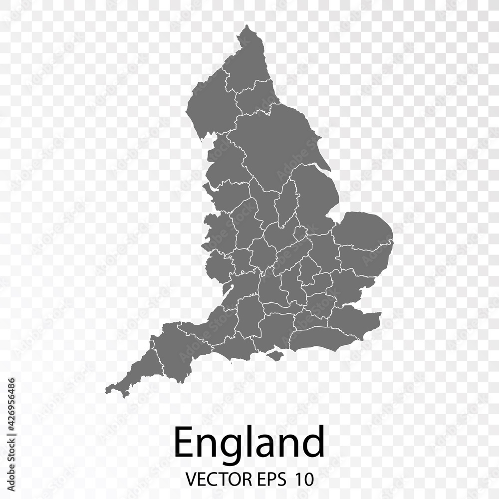 Transparent - High Detailed Grey Map of England. Vector Eps10. Stock ...