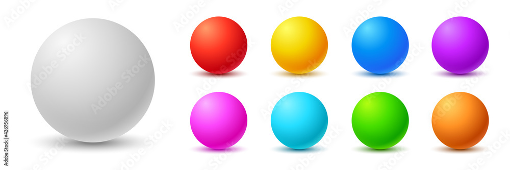 Colorful balls. 3d ball. Set of glossy spheres and balls on a white ...