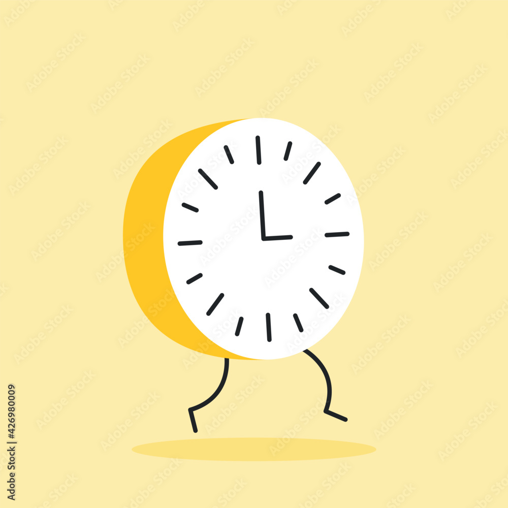 Cartoon clock running. Flat vector, illustration isolated on white ...