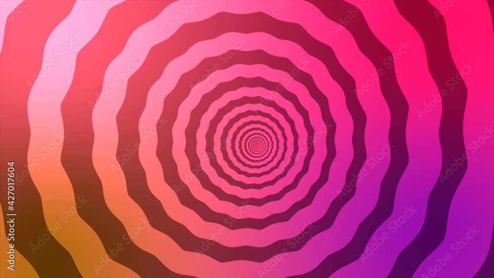 Round striped color lines. Swirling hypnotic rotating abstraction. Op ...