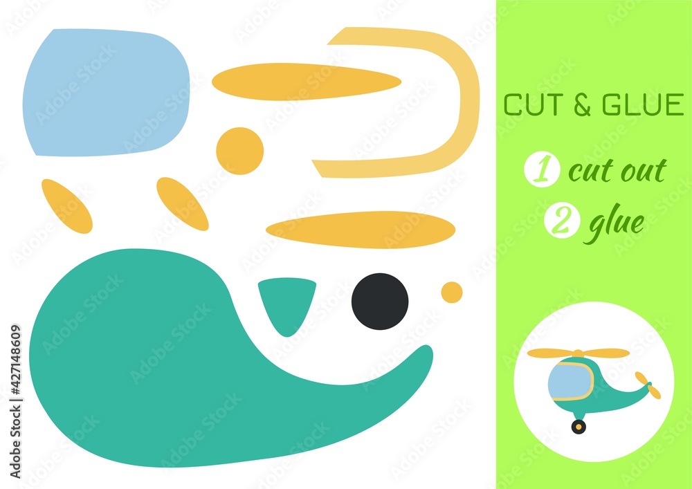 Cut and glue paper cartoon green helicopter. Cut and paste craft ...