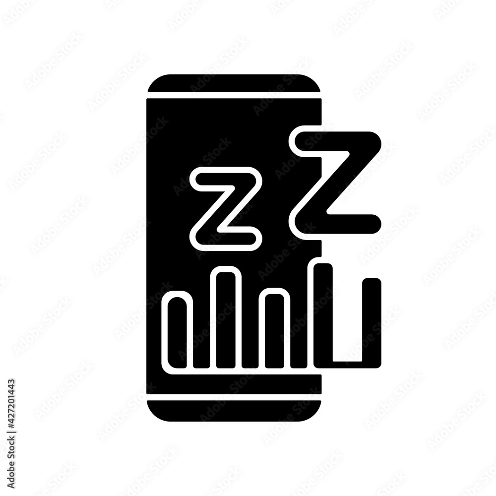 Sleep phase app black glyph icon. Smartphone application for sleep ...