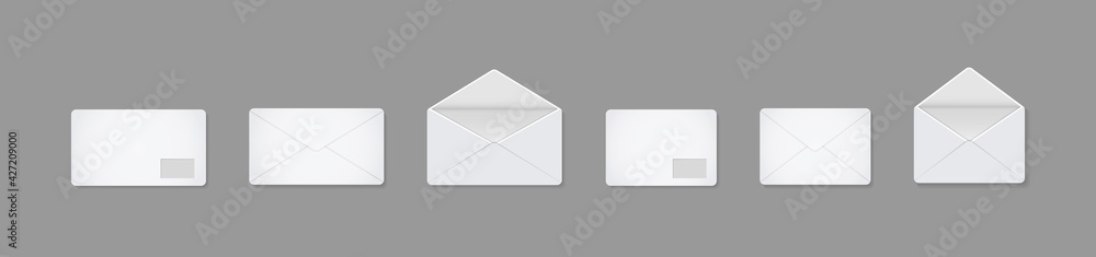 Mockup letter. Paper envelope for letter. White template of dl. Front ...