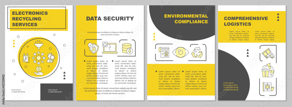 E-recycling services brochure template. Compliance, logistics. Flyer ...