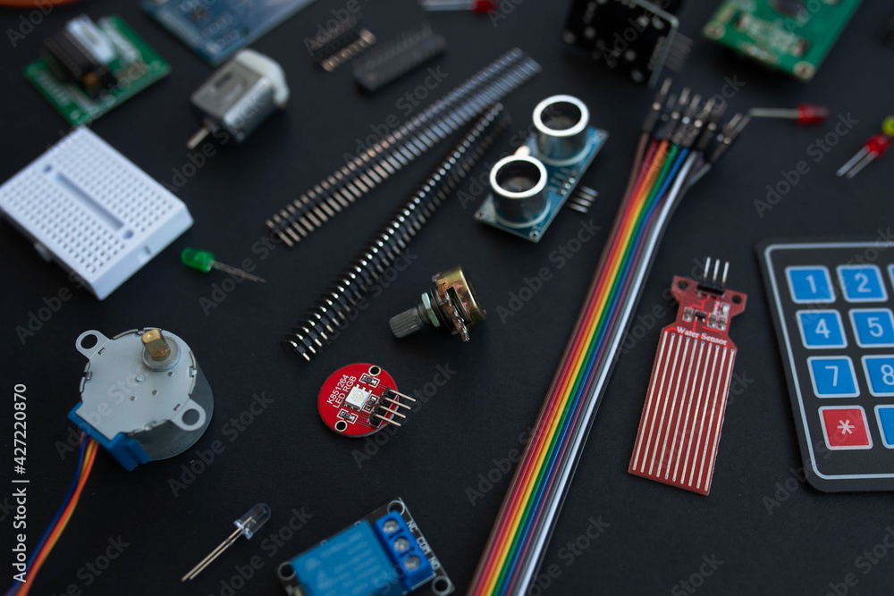various microcircuits, controllers, sensors, parts, motherboard, cable ...