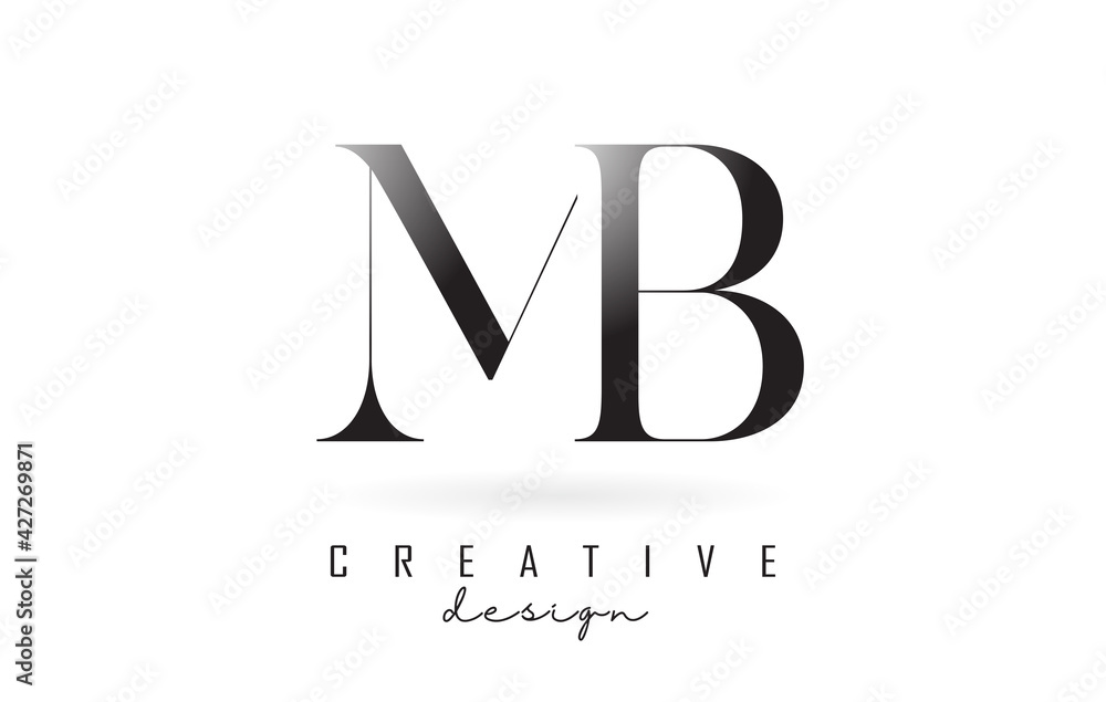 MB m b letter design logo logotype concept with serif font and elegant ...