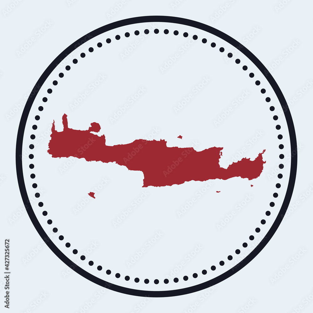 Crete round stamp. Round logo with island map and title. Stylish ...