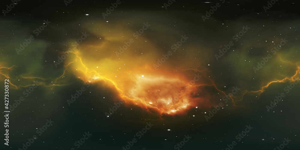 360 degree space nebula panorama, equirectangular projection ...