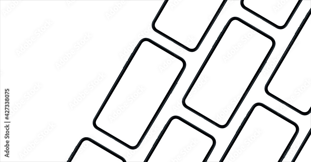 เวกเตอร์ Stock Smartphone mockup Isometric Perspective Device model ...