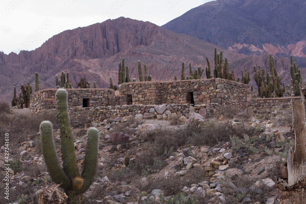 Culture and heritage. View of the ancient aboriginal Pucara ruins. The ...