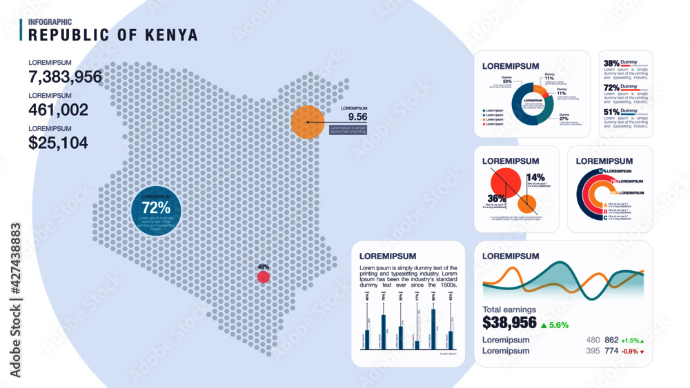 Vector de Stock Detail infographic vector illustration. Map of Kenya ...