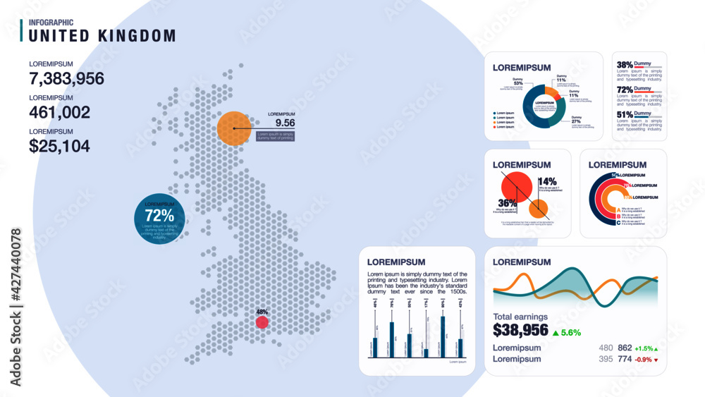 Detail infographic vector illustration. Map of United Kingdom and ...
