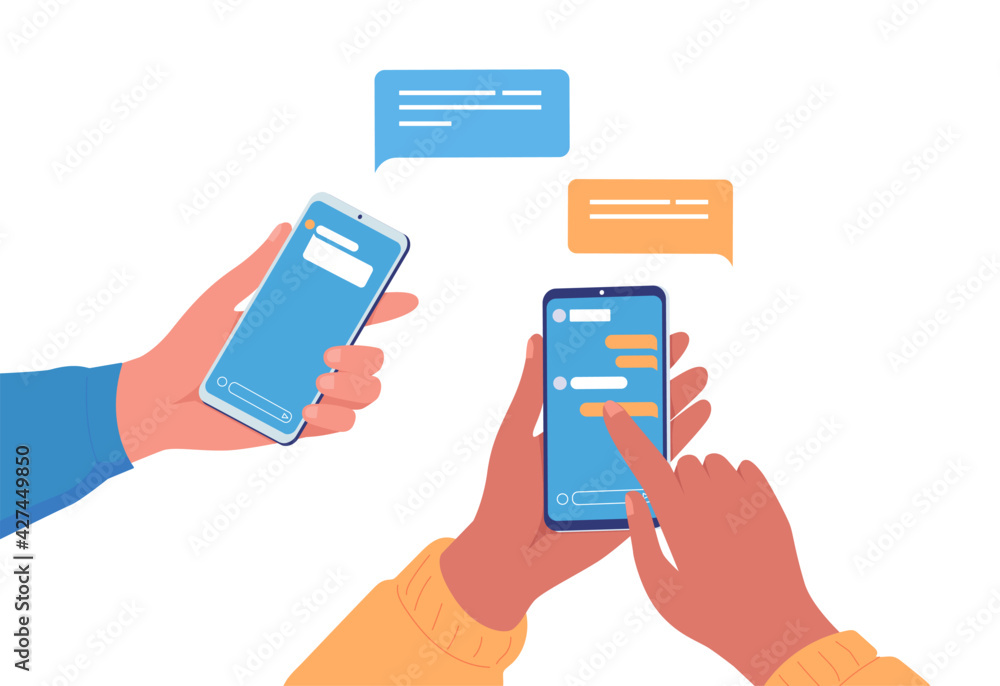 People using different mobile application for communication vector ...