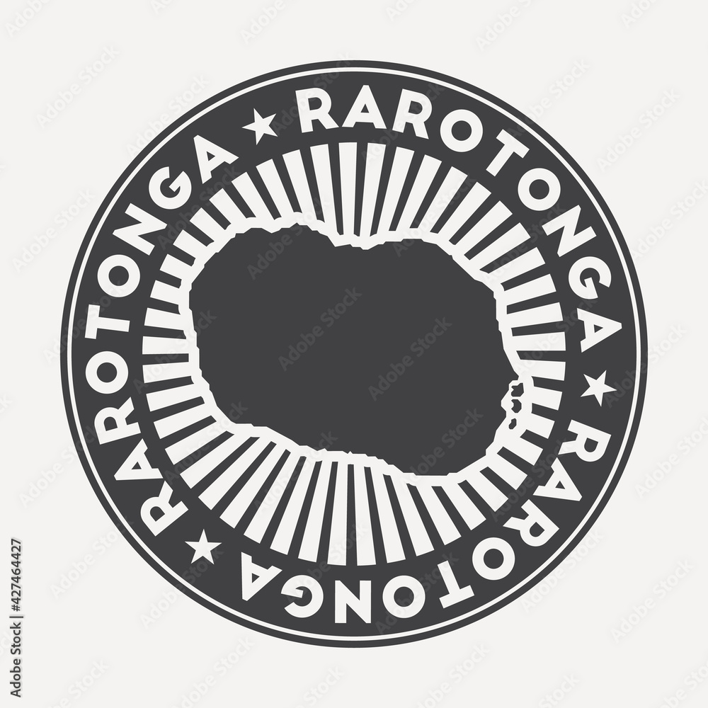 Rarotonga round logo. Vintage travel badge with the circular name and ...