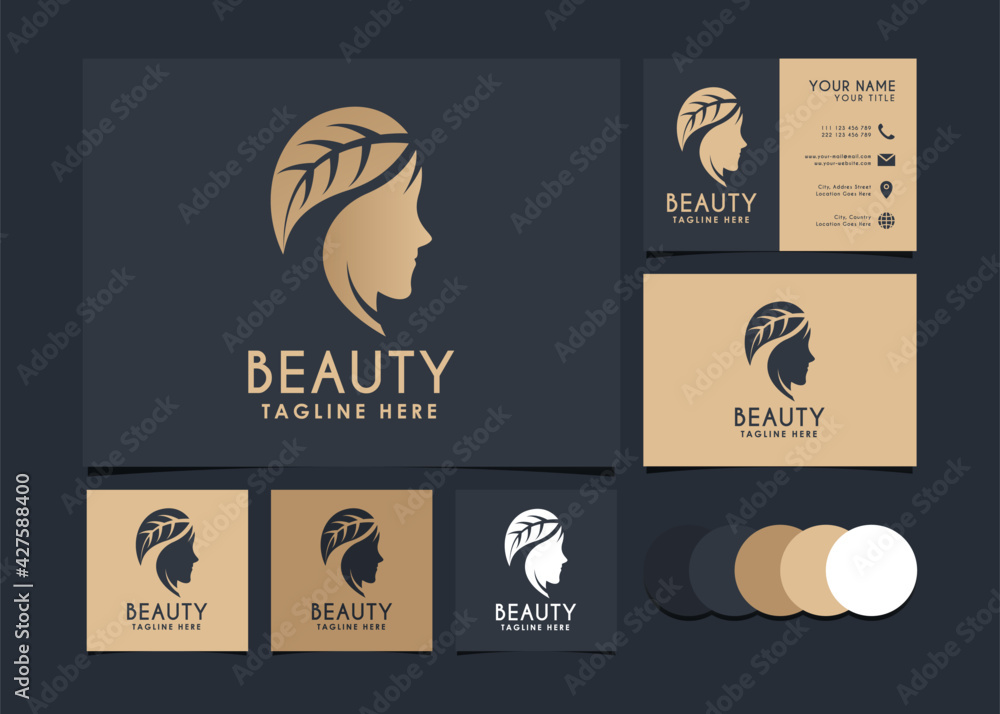 Abstract women logo design for fashion business logo with mockup id ...