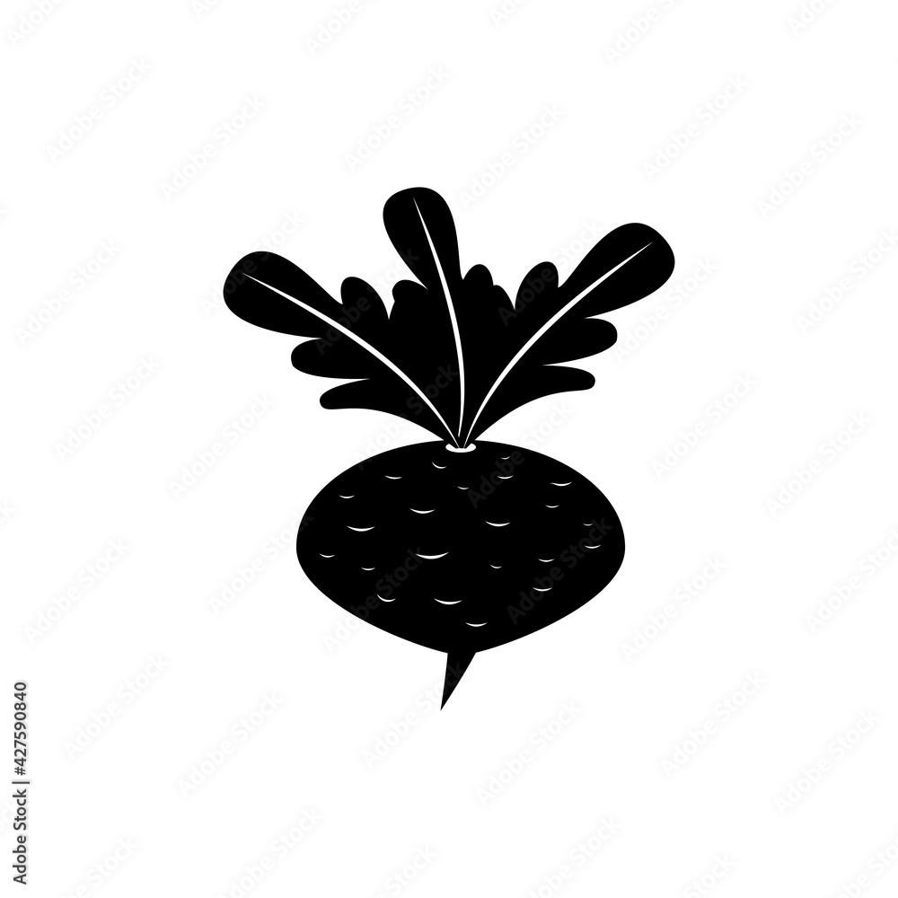 Turnip clipart black and white silhouette. Vector drawing. Isolated ...