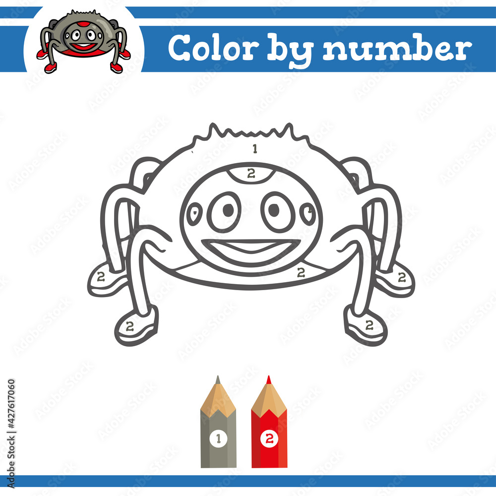 Color by numbers. Coloring page for preschool children. Learn numbers ...
