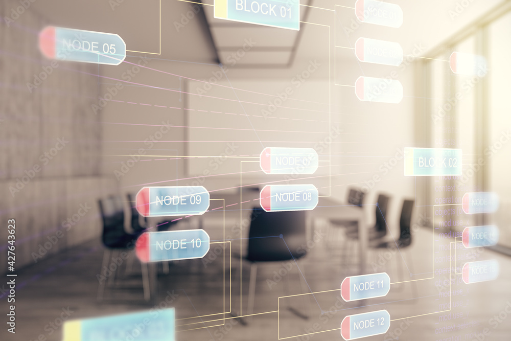 Multi exposure of abstract creative coding sketch on a modern ...