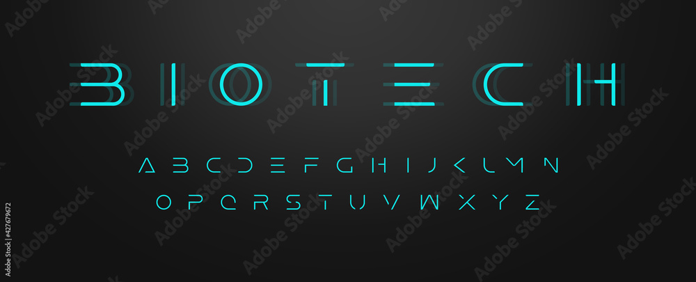 Futuristic letters, ultra slim font, contemporary type for gui and hud ...
