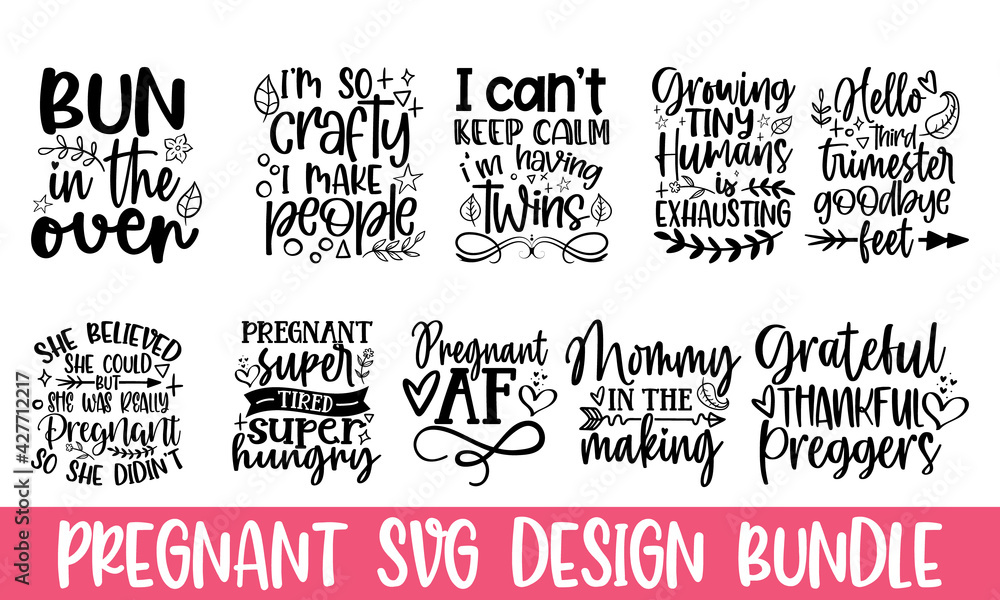 Vetor Pregnancy quote set cut file Bundle, baby shower decoration SVG ...