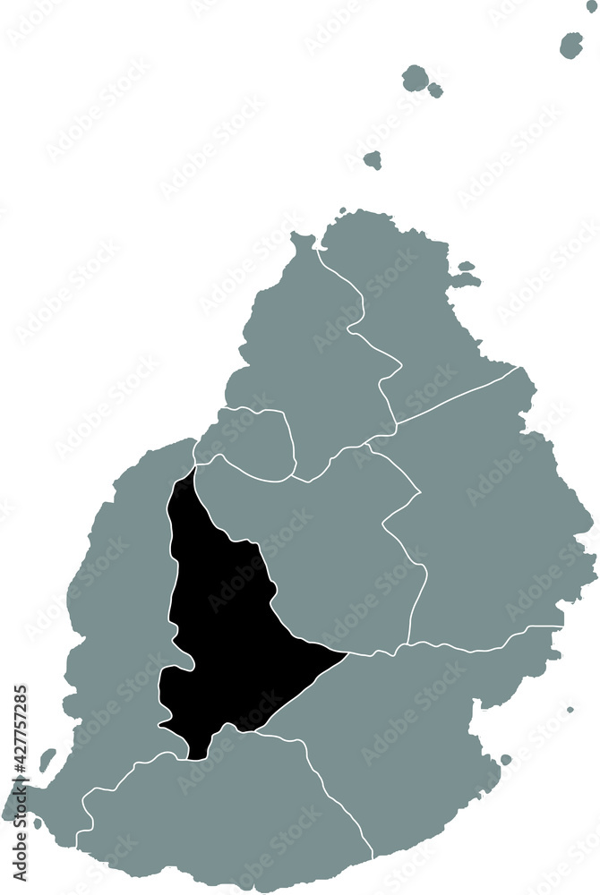 Black highlighted location map of the Mauritian Plaines Wilhems ...