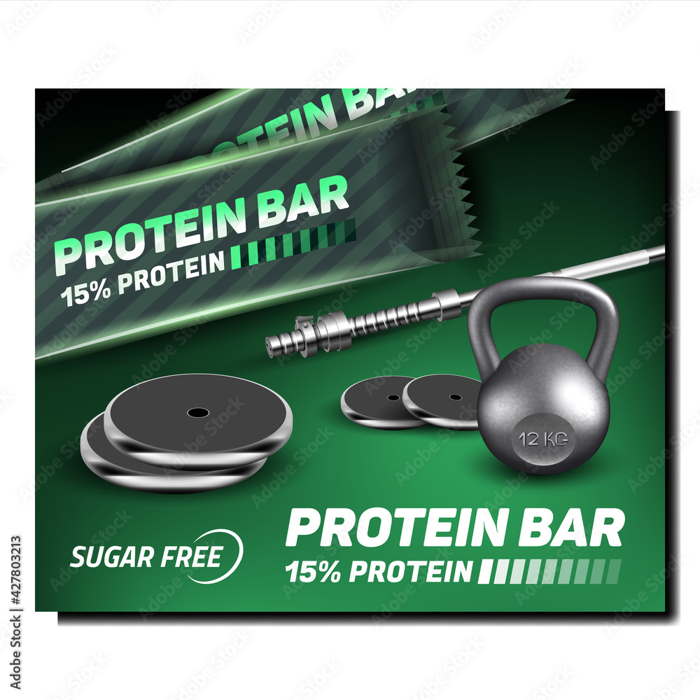 Protein Bar Creative Promotional Poster Vector. Protein Bar Nutrition ...