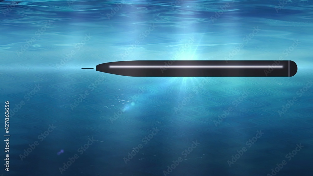 illustration of Torpedo - Side View. A torpedo launched from a ...