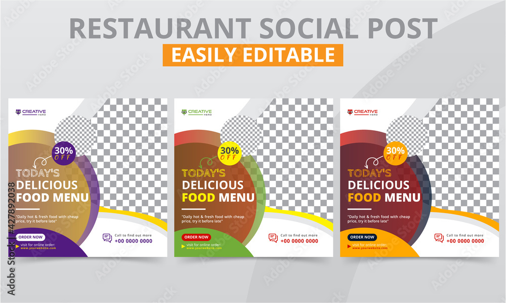 Professional restaurant social media marketing campaigns template for ...