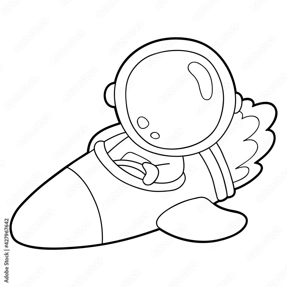 Vector illustration coloring page with cartoon astronaut for children ...