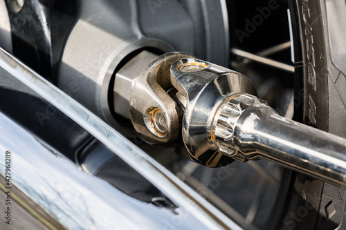 Cardan shaft on a new modern motorcycle Stock Photo | Adobe Stock