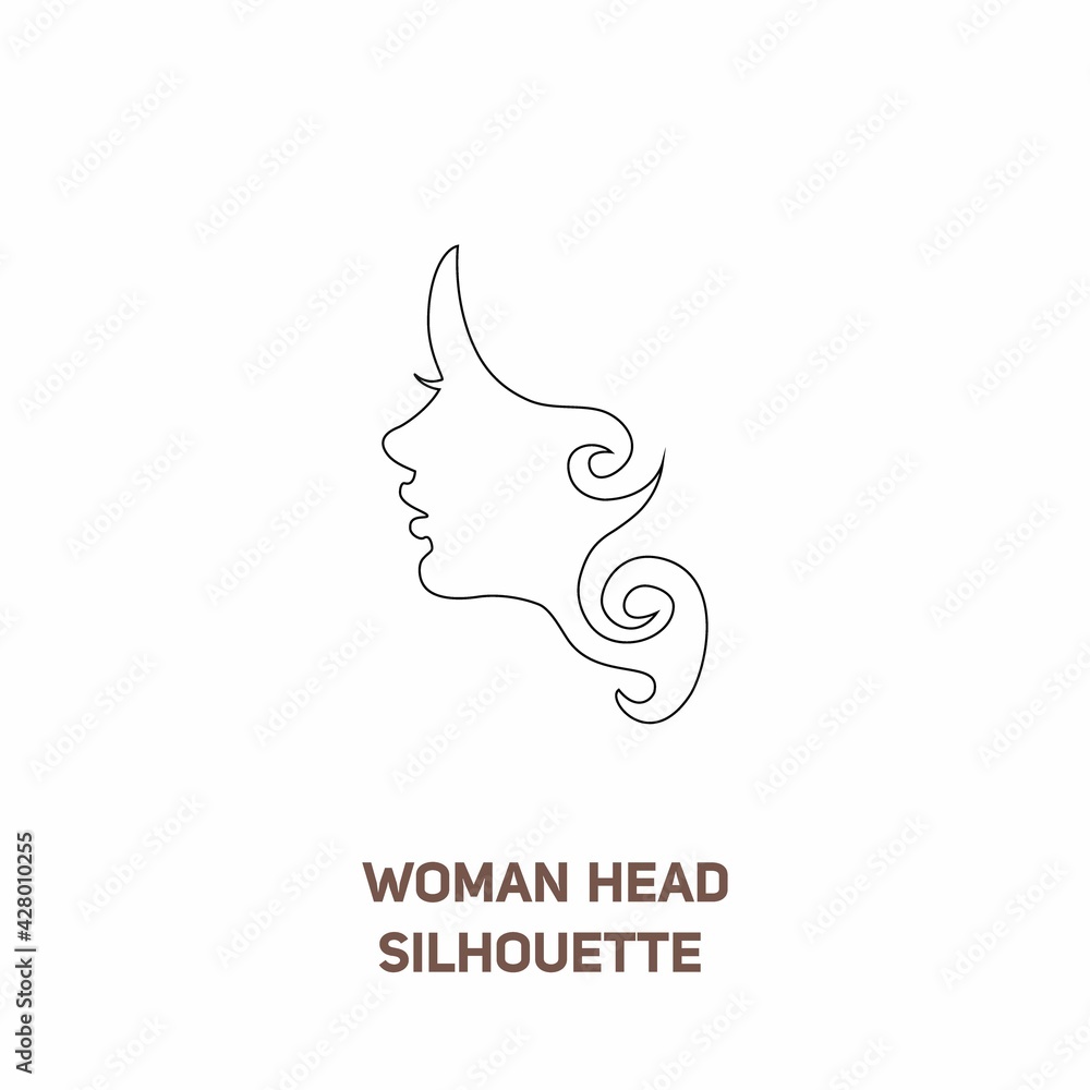 Woman head line silhouette, hand drawing female head. Minimalist woman ...