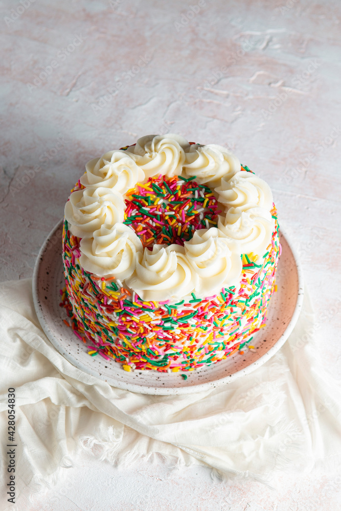 Sprinkle Cake Stock Photo | Adobe Stock