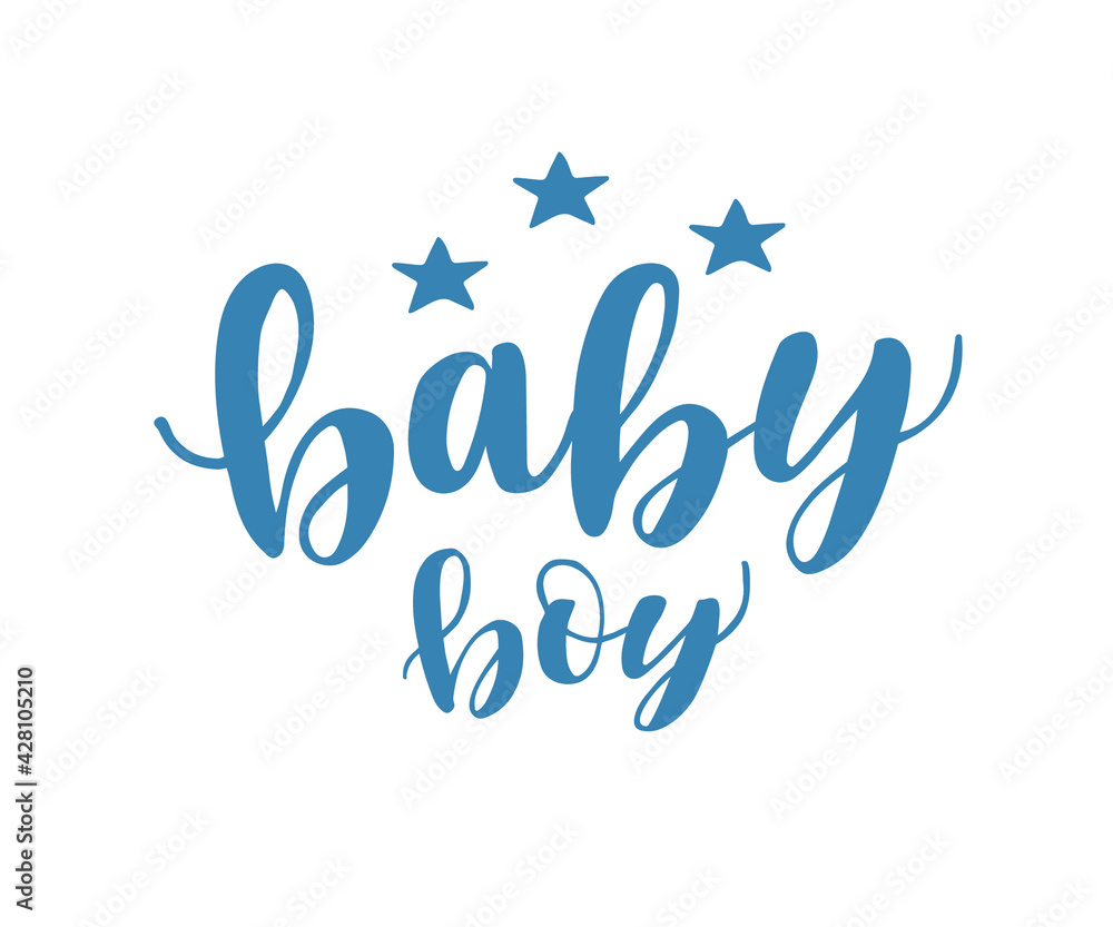 Baby boy hand lettering. Baby shower posters, invitations. Cards with ...