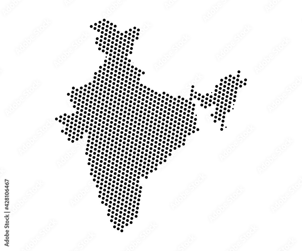 Abstract map of India dots planet, lines, global world map halftone ...