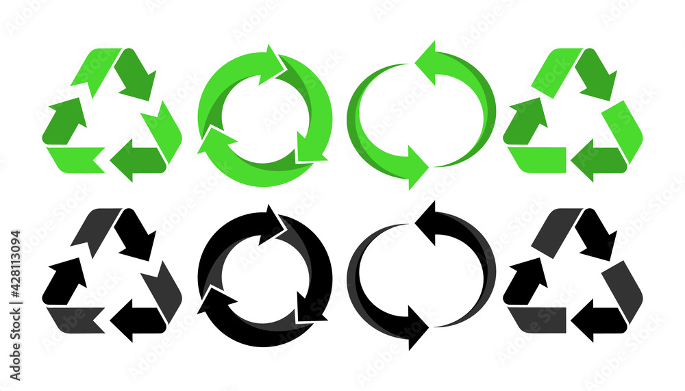 Recycling.Set recycle icons sign.Recycle logo or symbol.Green and black ...