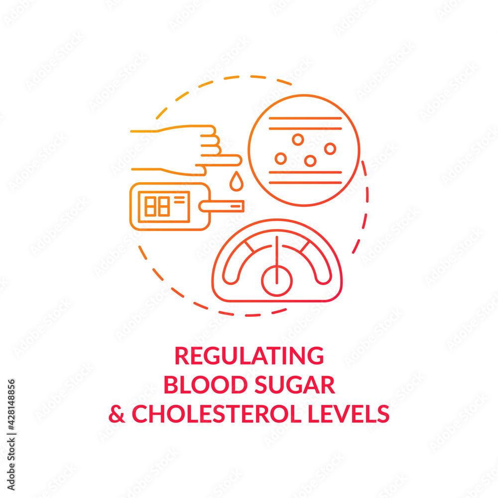 Regulating blood sugar and cholesterol levels concept icon. Liver ...