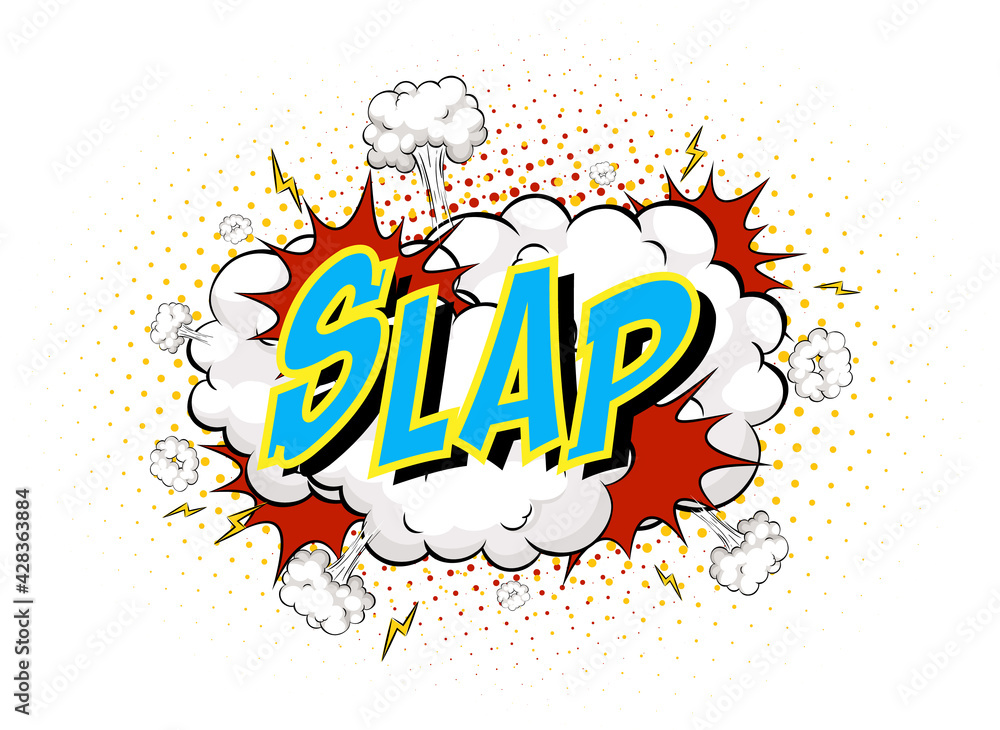 Word Slap on comic cloud explosion background Stock Vector | Adobe Stock