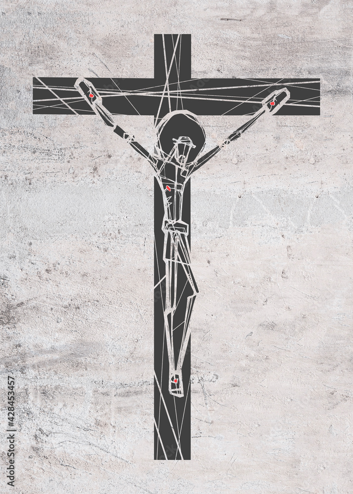 Jesus Christ at the Cross ink illustration Stock Illustration | Adobe Stock