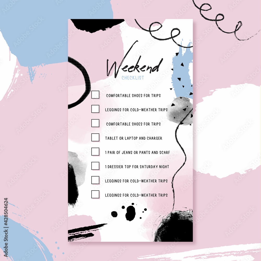 Weekend Checklist Printable Template Stock Vector | Adobe Stock