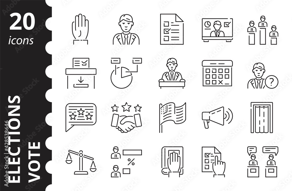 Voting linear icons in a vector. A symbol in a simple flat style. Stock ...