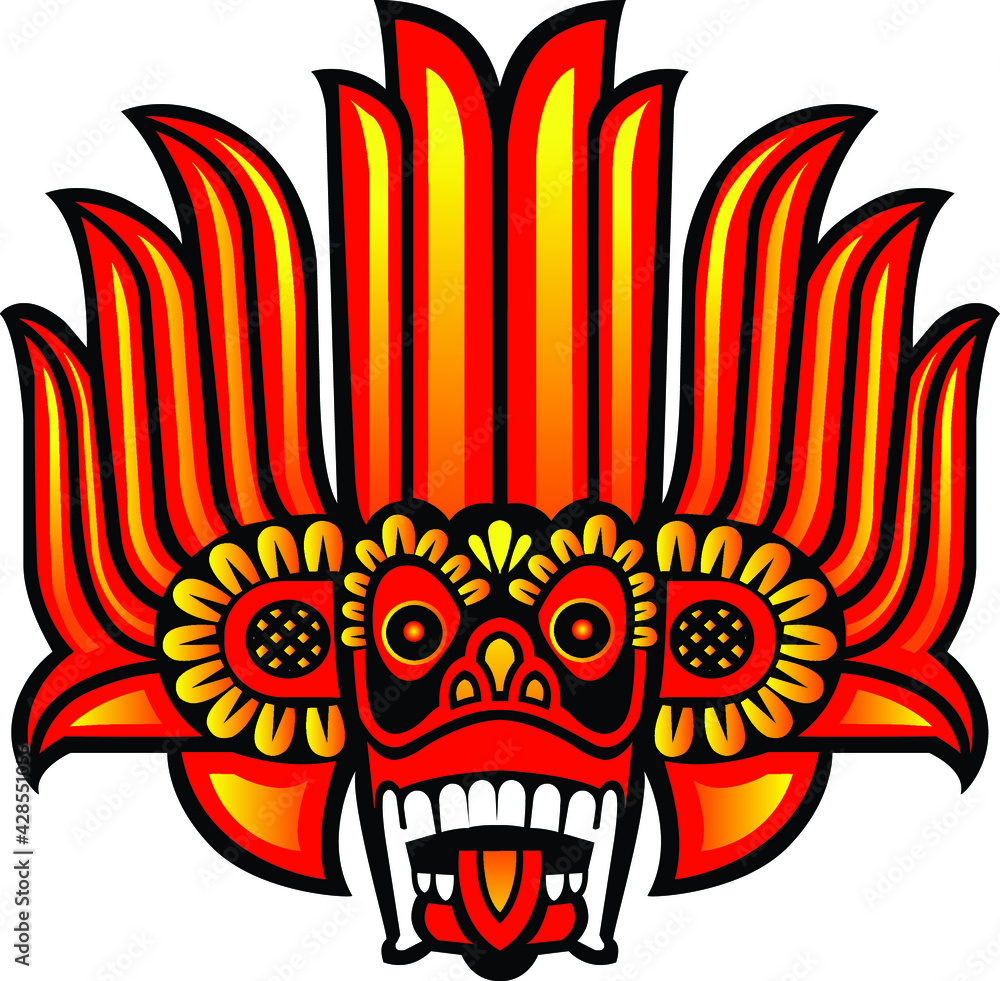 Traditional Sri lankan wood carving mask design gini Raksha yaka wes ...