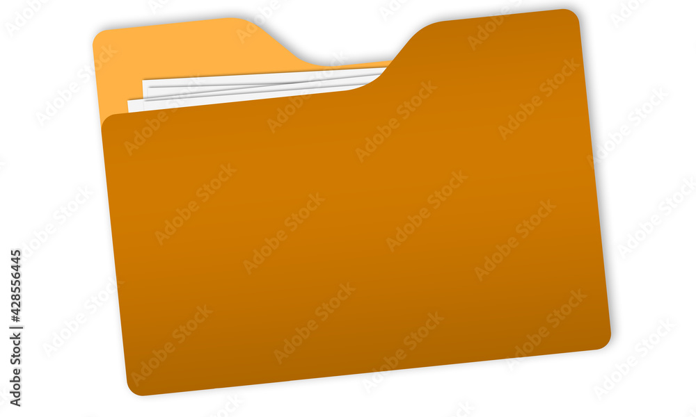 Manila file folder filled with papers isolated on white Stock ...