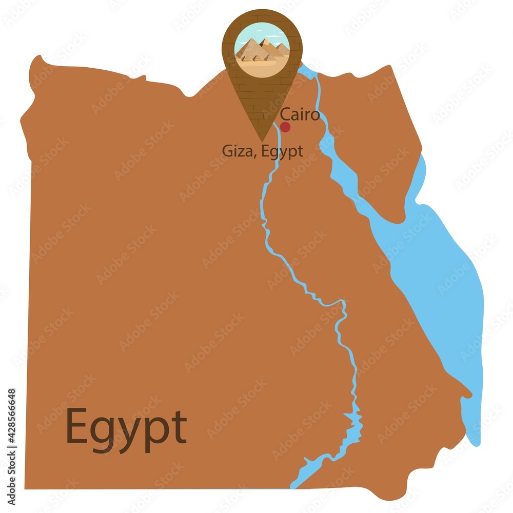 Vector illustration of a map of Egypt. Stock Vector | Adobe Stock