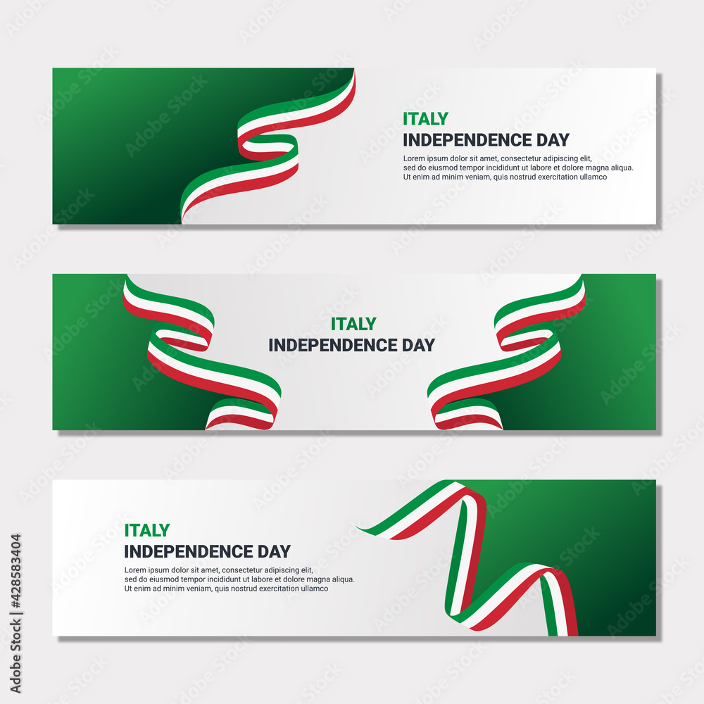 Set of italy independence day banner design. editable banner with italy ...