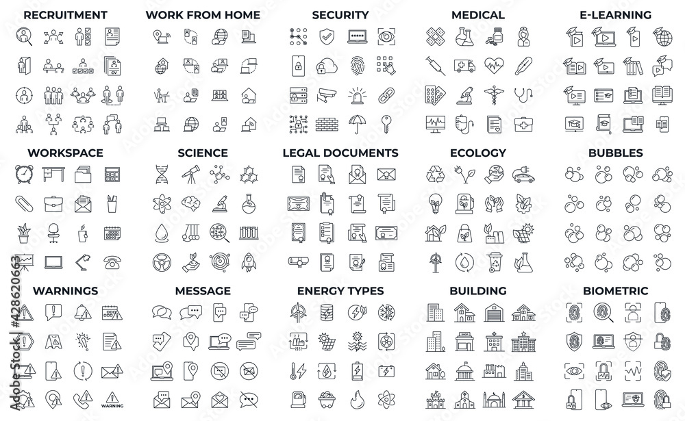 240 modern thin line icons. High quality pictograms. Linear icons set ...